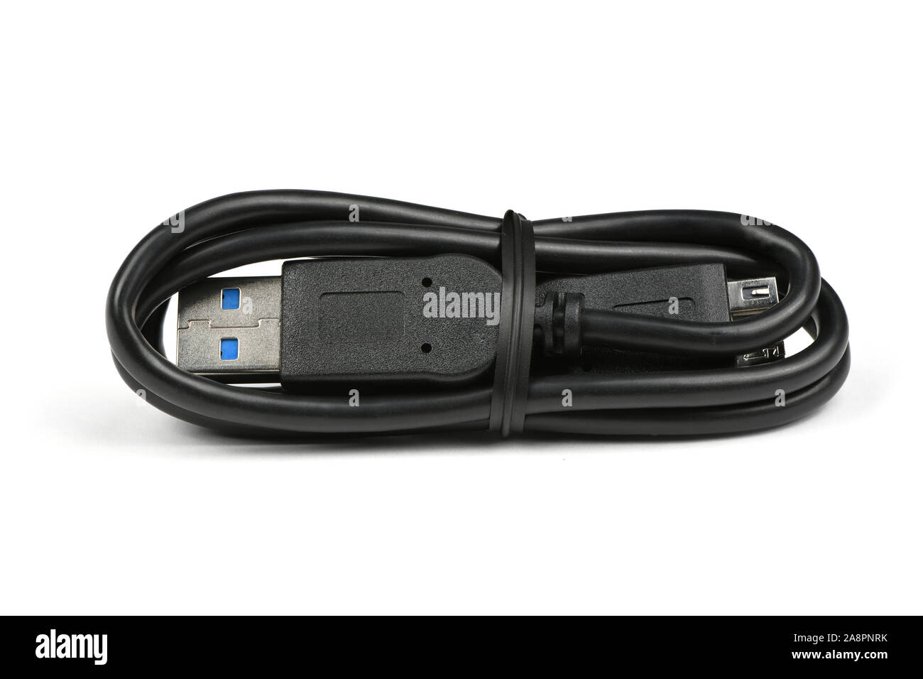 Single black USB-cable. Isolated on white background. High resolution ...