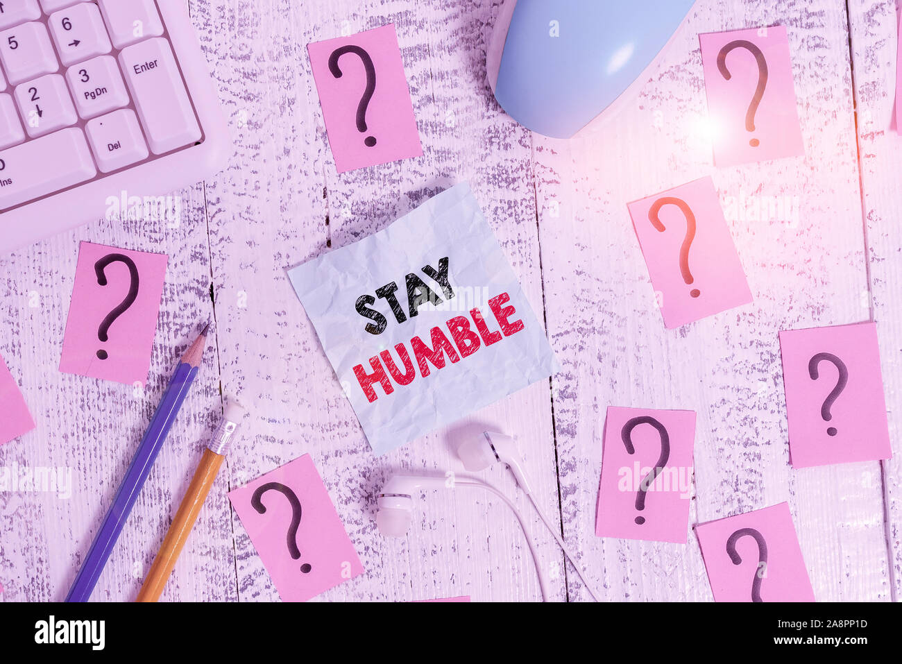 Writing note showing Stay Humble. Business concept for not proud or ...