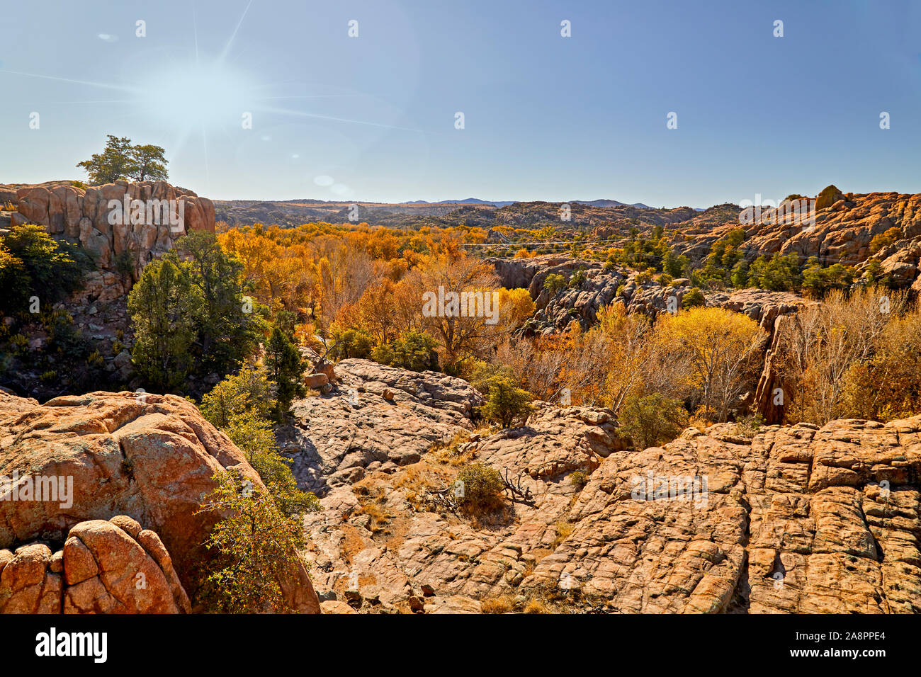 Fall colored trees in granite dells, Prescott, Arizona Stock Photo - Alamy