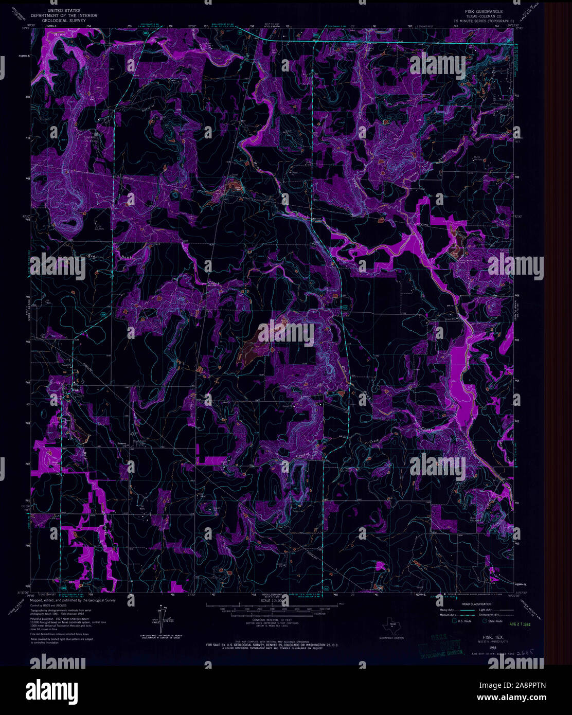 USGS TOPO Map Texas TX Fisk 108077 1964 24000 Inverted Restoration ...