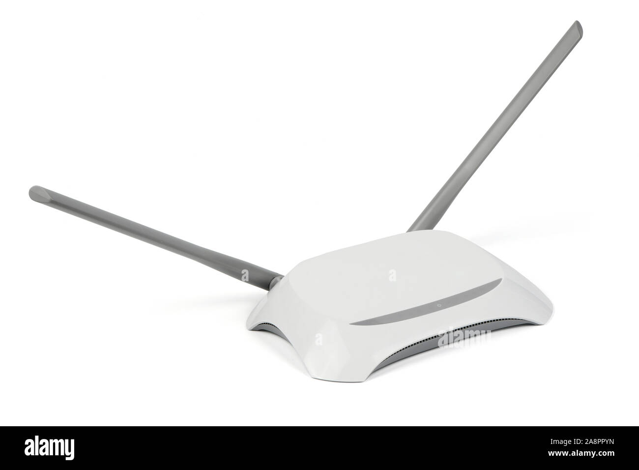 White WI-FI router with two antennas isolated on white background ...