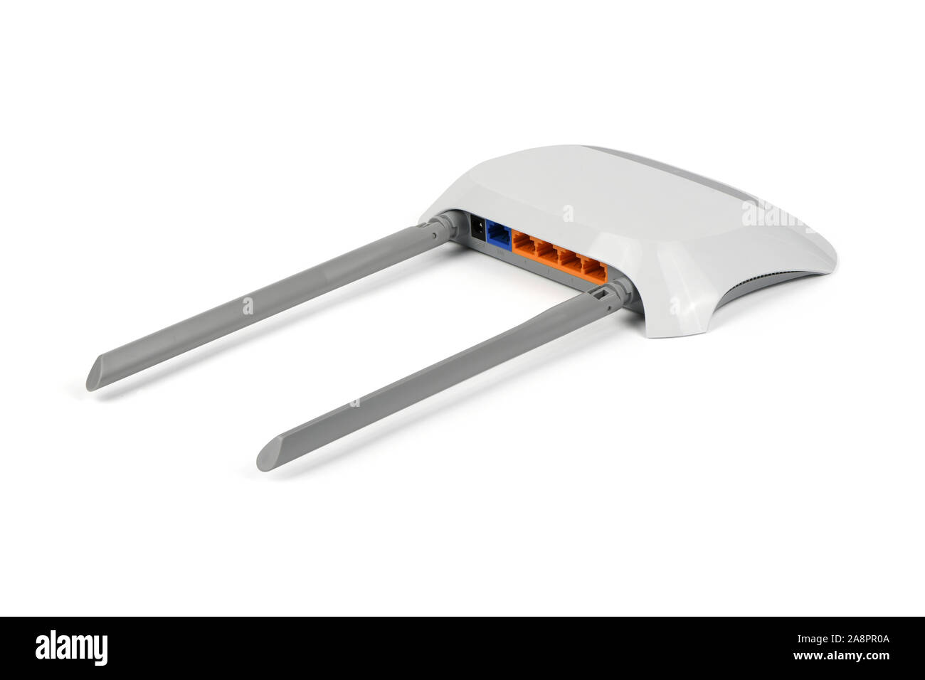 White WI-FI router with two antennas isolated on white background ...