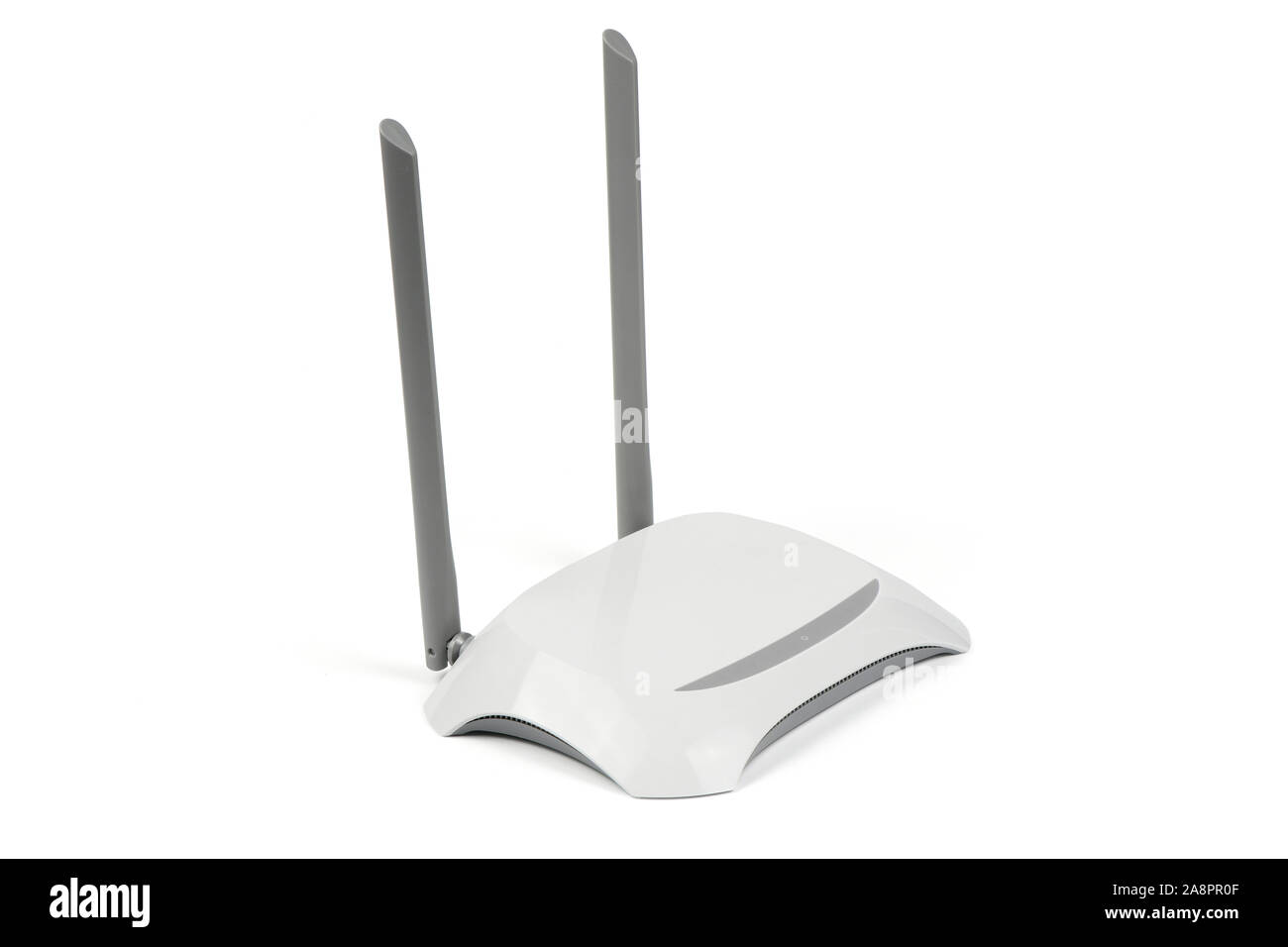 White WI-FI router with two antennas isolated on white background ...