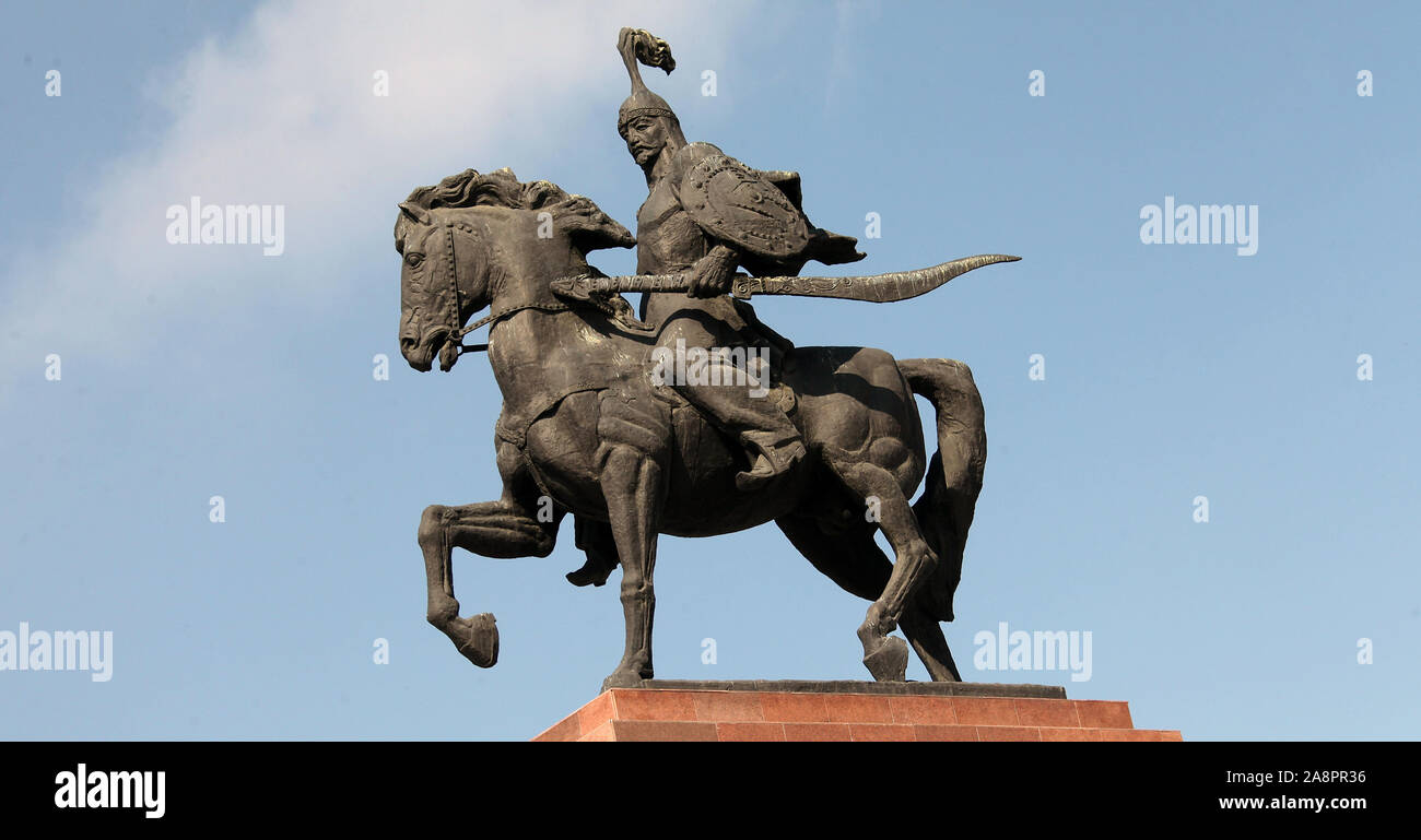 Statue of Manas in Bishkek Stock Photo - Alamy