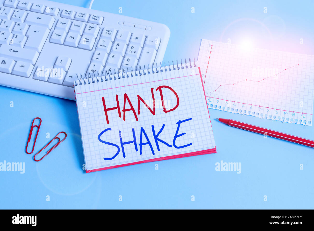 Conceptual hand writing showing Hand Shake. Concept meaning an act ...
