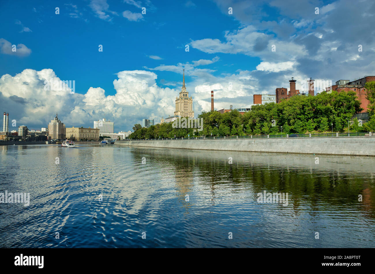 Moscow, Russia - July 11, 2018: River walk along the Moscow river. View ...