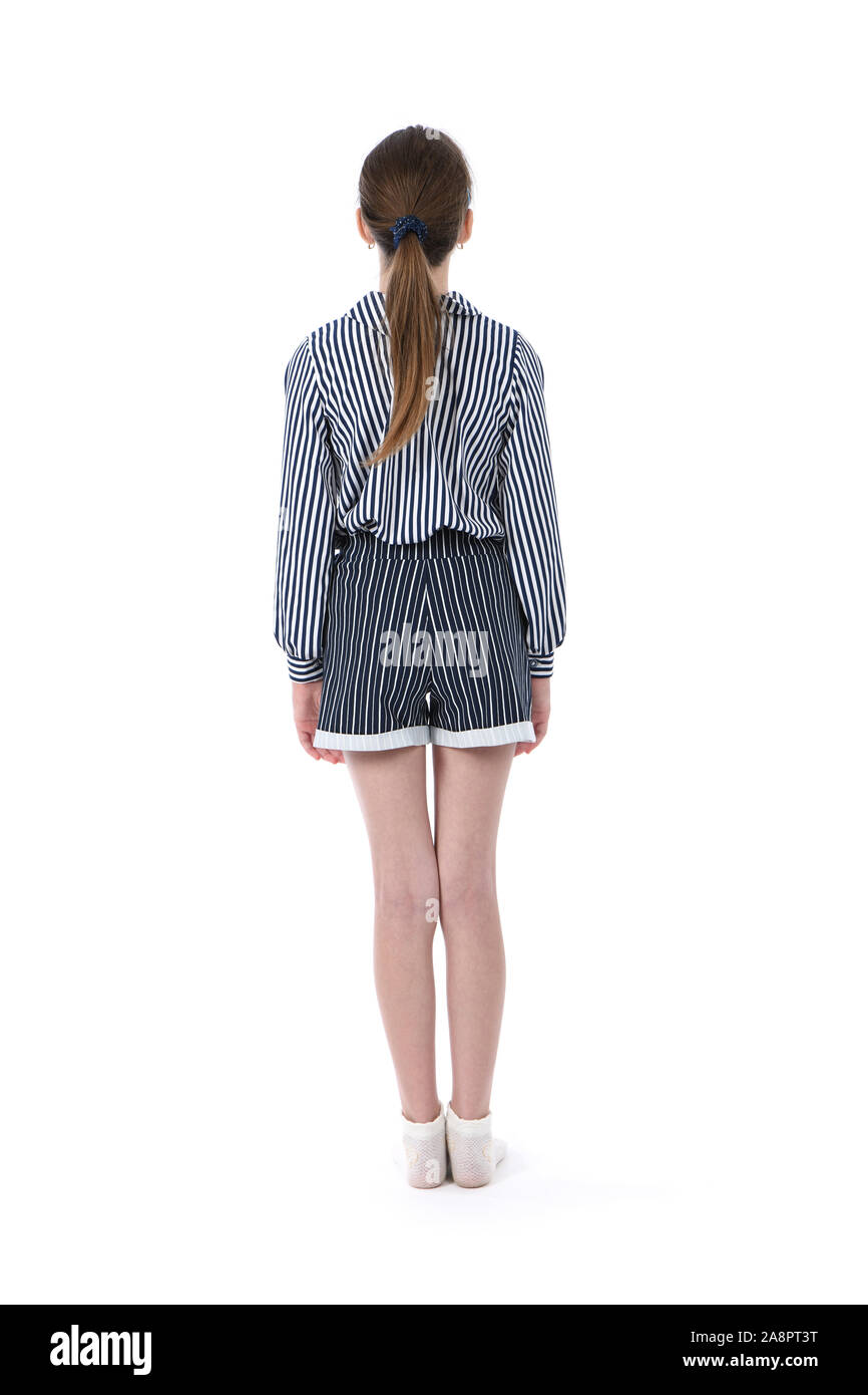 Girl stands with her back. On white background. High resolution photo ...