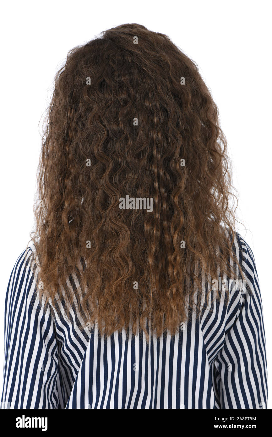 Girl stands with her back. On white background. High resolution photo ...