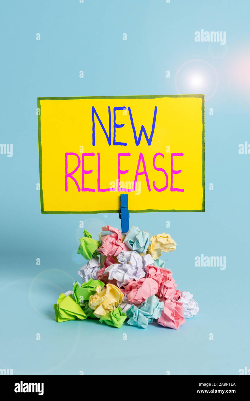 Text sign showing New Release. Business photo showcasing announcing ...