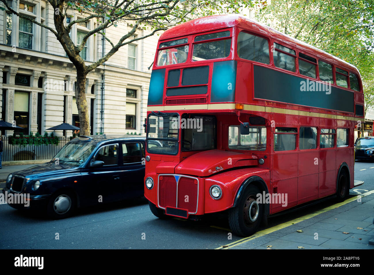 Traditional red double-decker Routemaster bus, introduced in 1956 ...