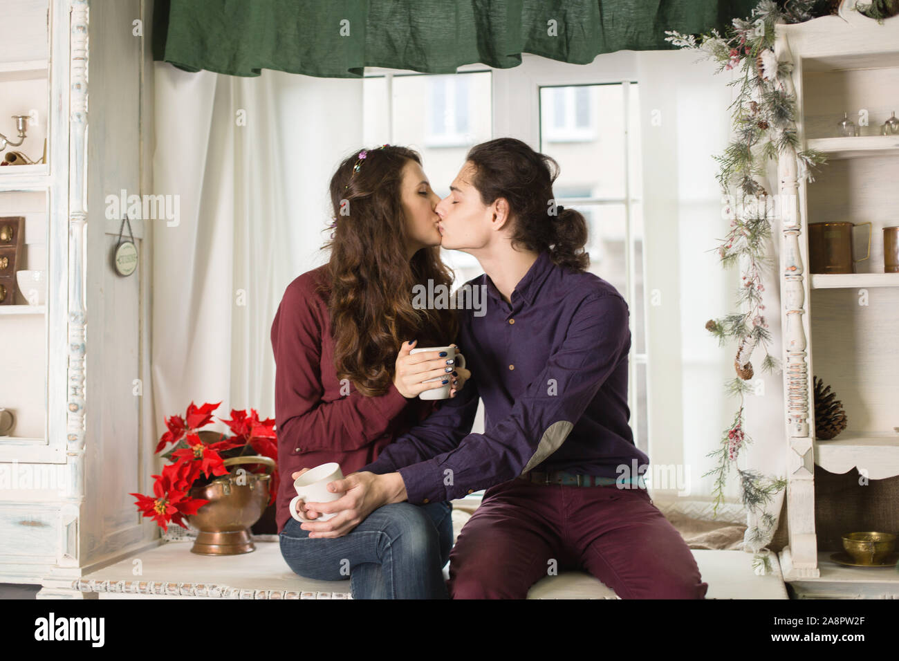 Retro style couple background with tree hi-res stock photography and ...