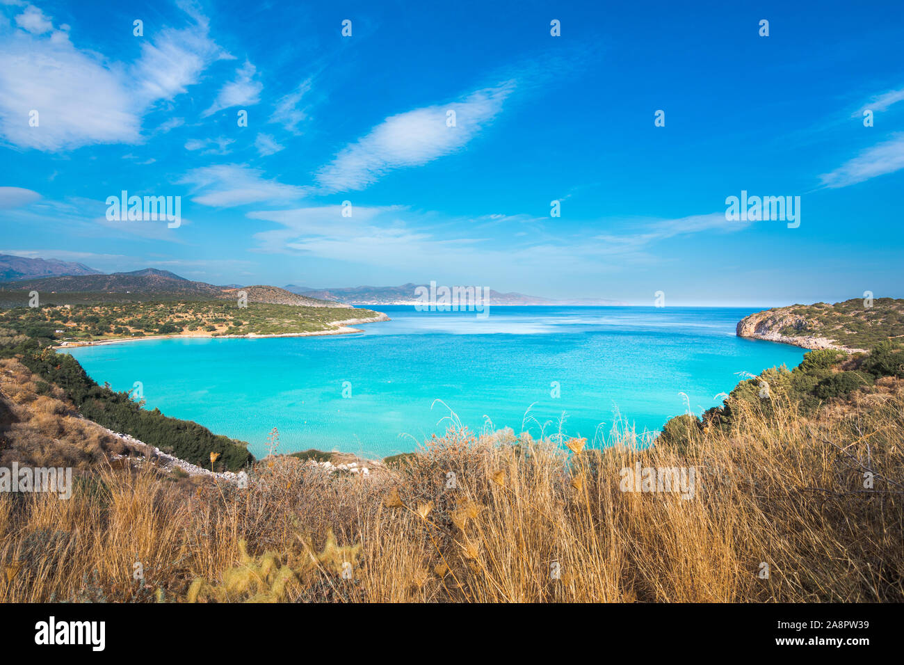 Tropical beach of Voulisma beach, Istron, Crete, Greece Stock Photo - Alamy