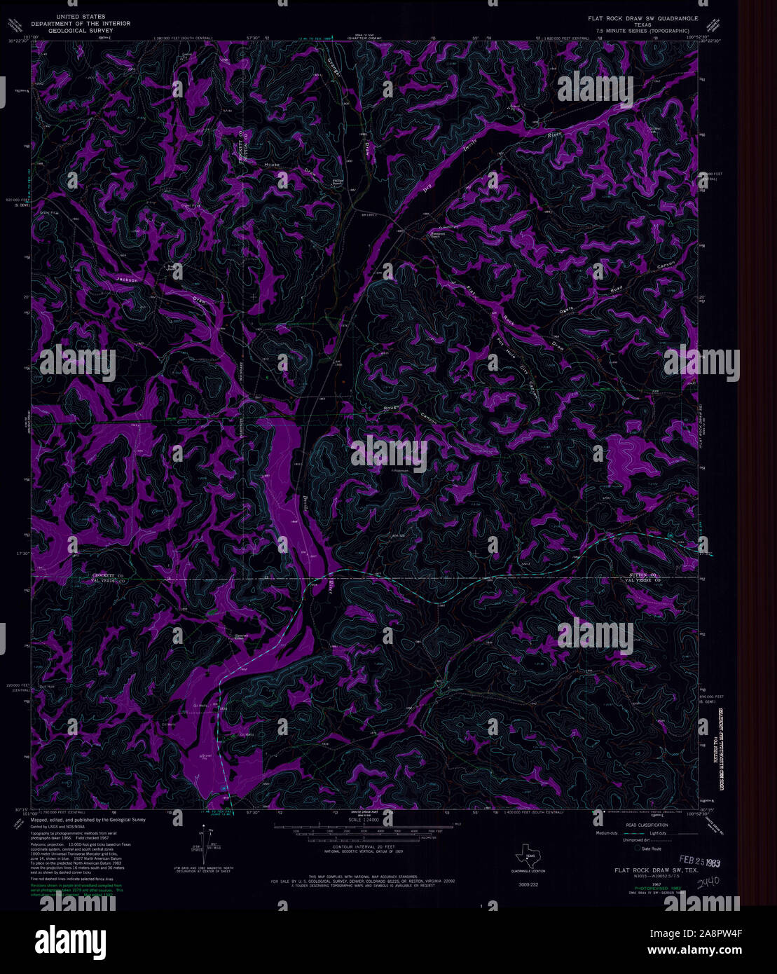 USGS TOPO Map Texas TX Flat Rock Draw SW 108102 1967 24000 Inverted ...