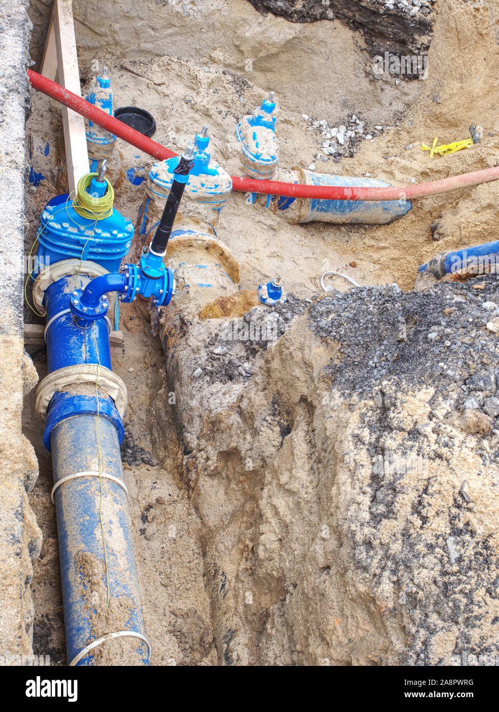 Drink Water Delivering in steel and PVC Plastic Pipes in Ground Hole ...