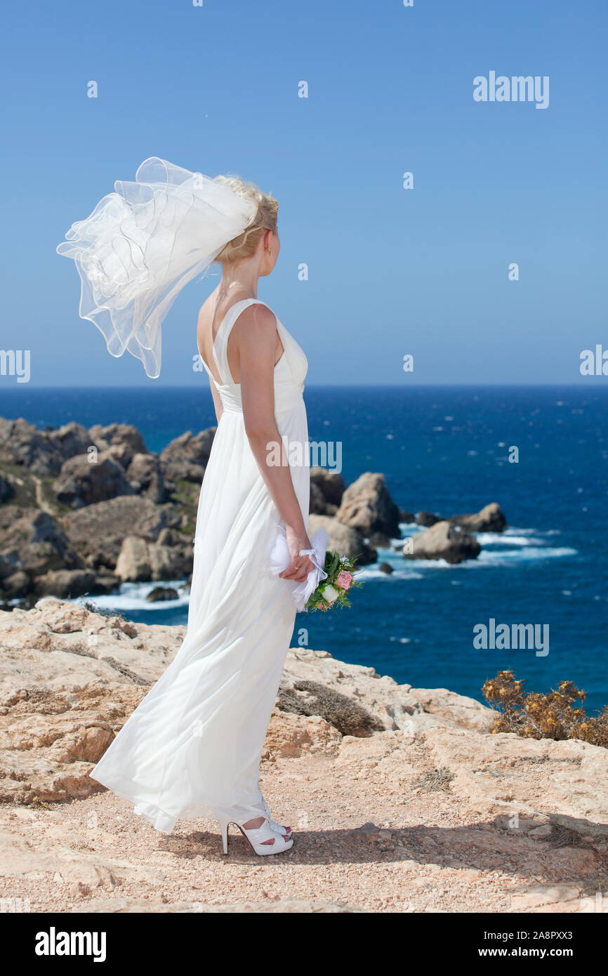 Bride on Cliff Stock Photo - Alamy