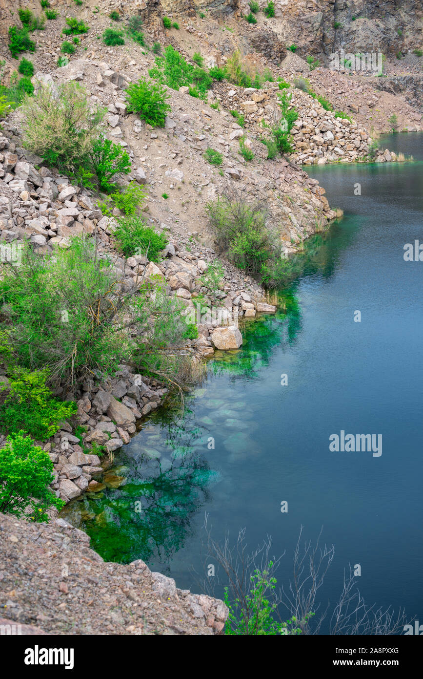Radon Lake in a place of flooded granite quarry near the Southern Bug ...