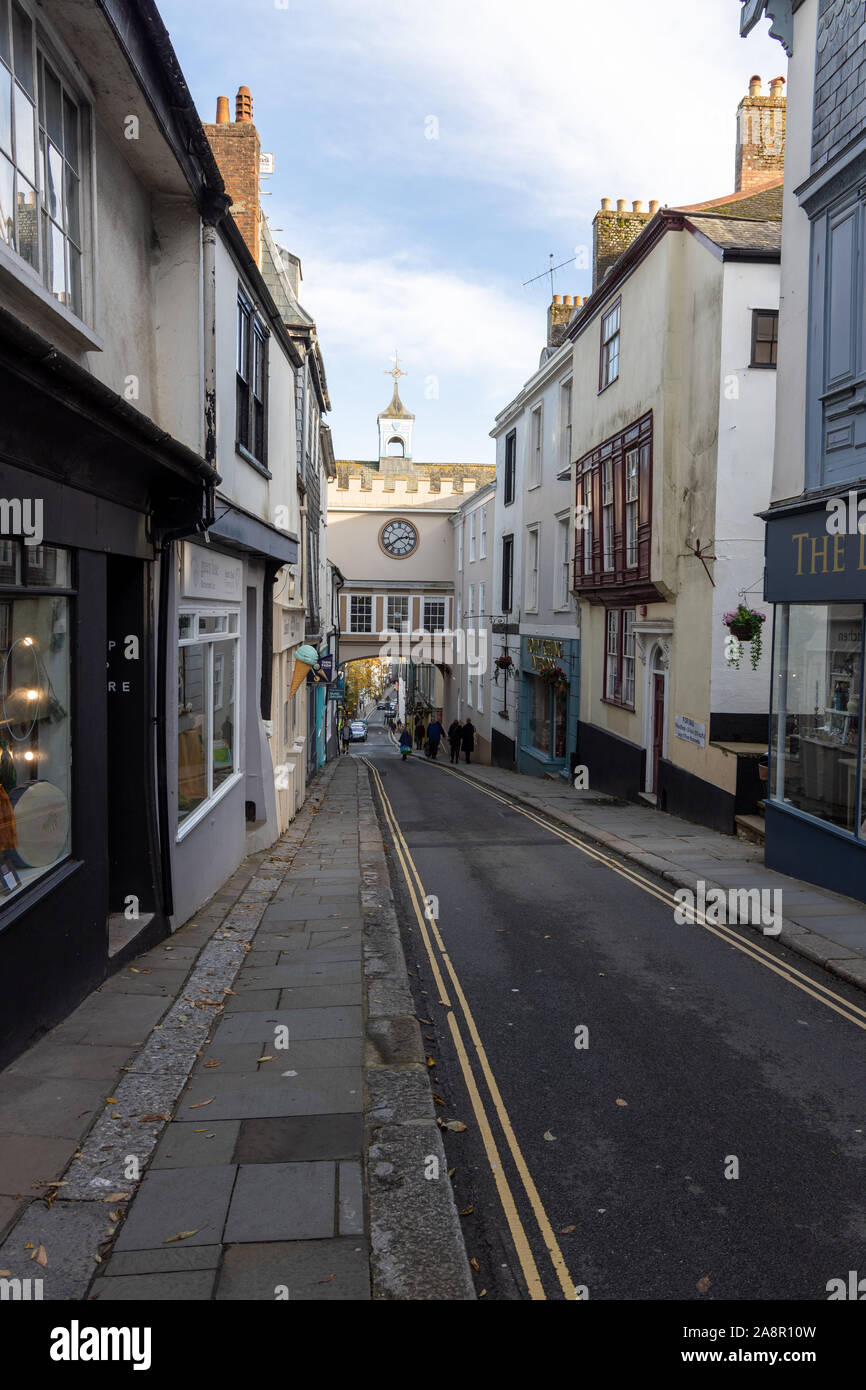 East Gate Arch, High Street, Totnes Devon Stock Photo - Alamy