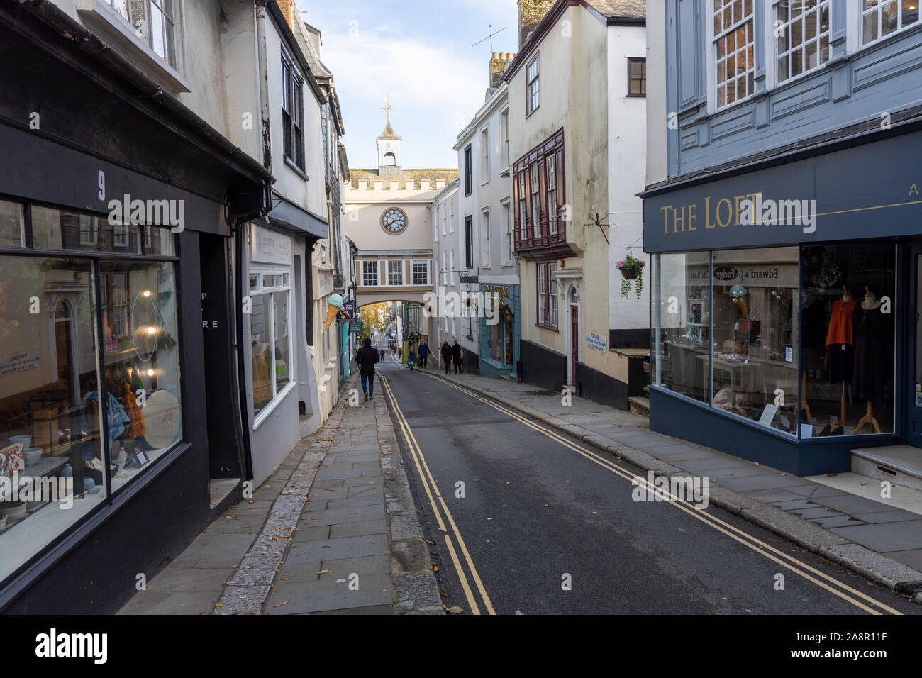 East Gate Arch, High Street, Totnes Devon Stock Photo - Alamy