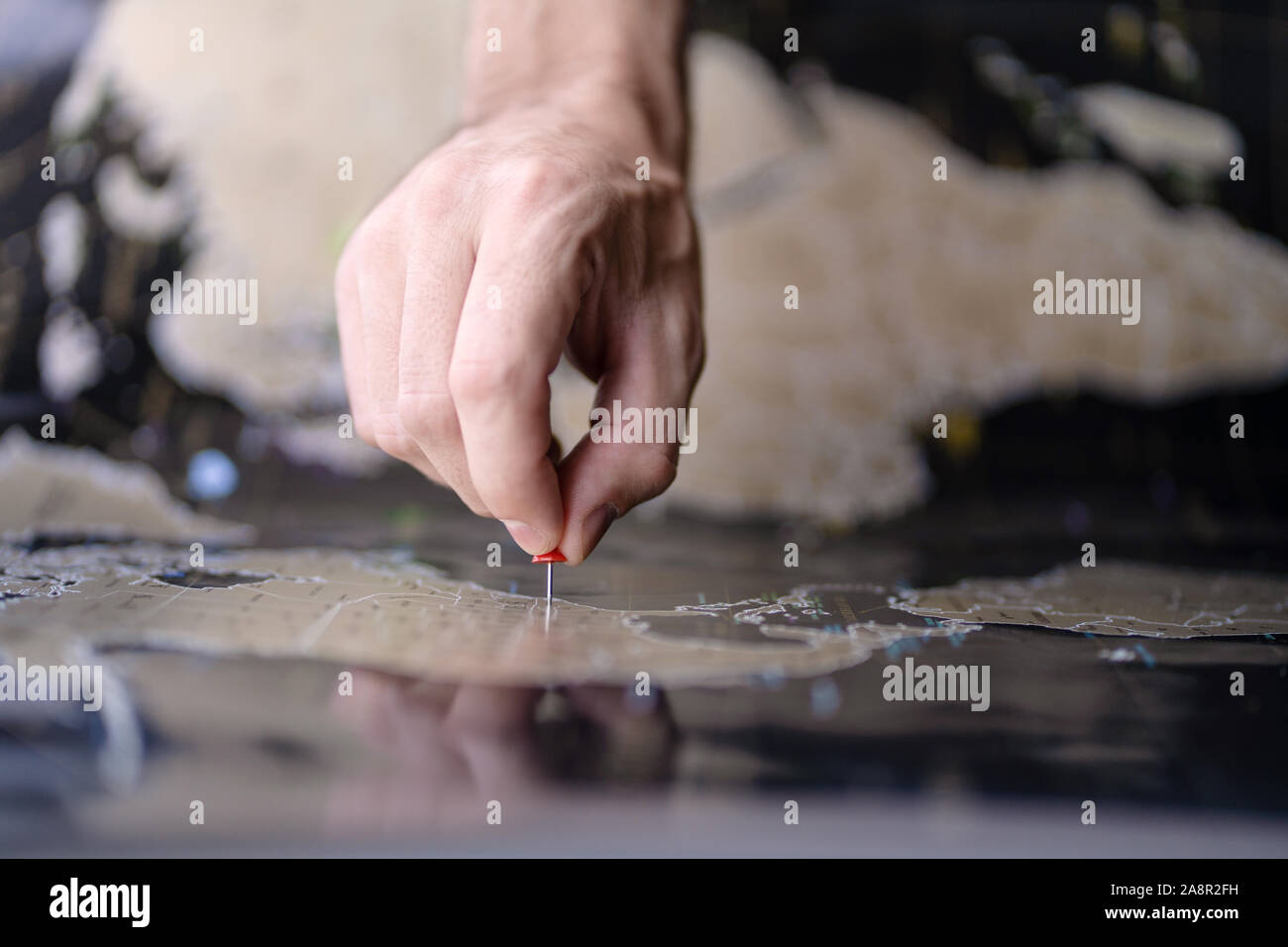 Point place on the world map. Mark on the map Stock Photo - Alamy