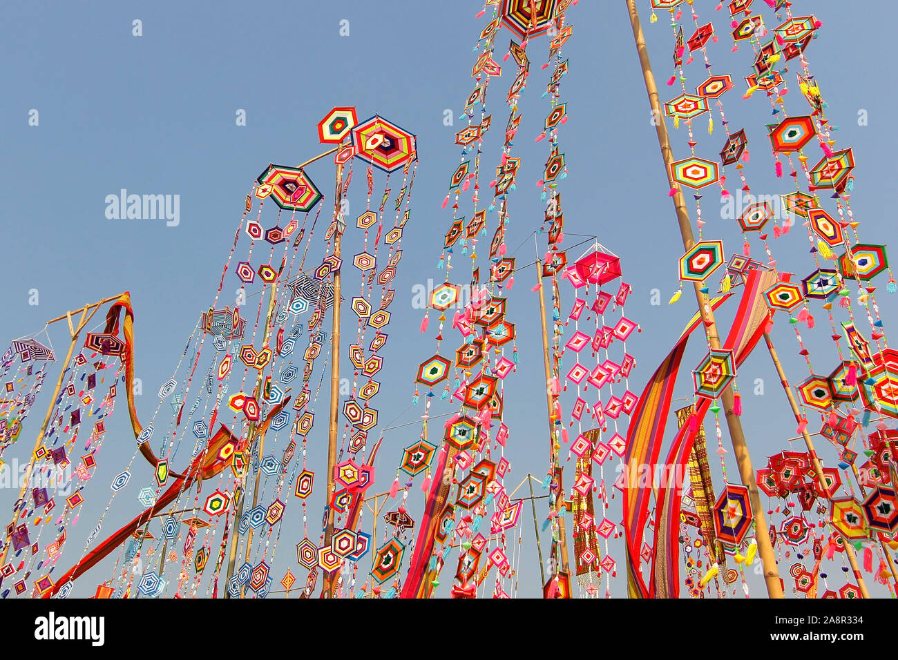 colorful tung flag with beautiful sky background Stock Photo - Alamy