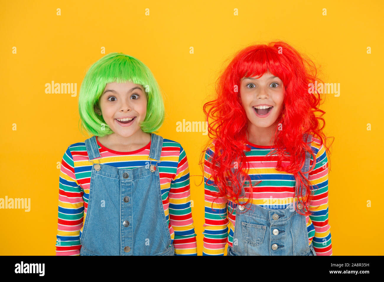 What a big surprise. Surprised girls. Small children keep mouths open ...