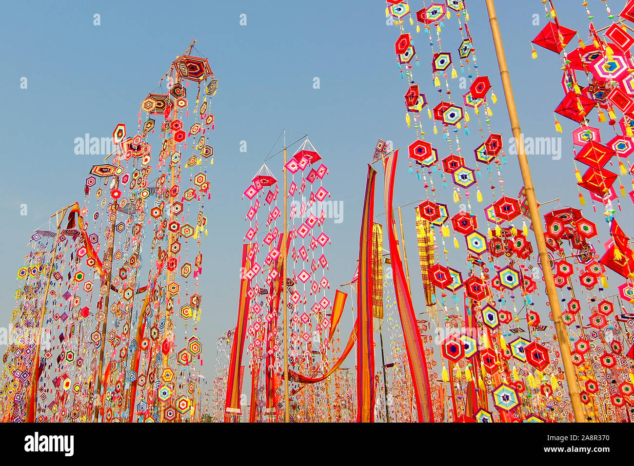 colorful tung flag with beautiful sky background Stock Photo - Alamy