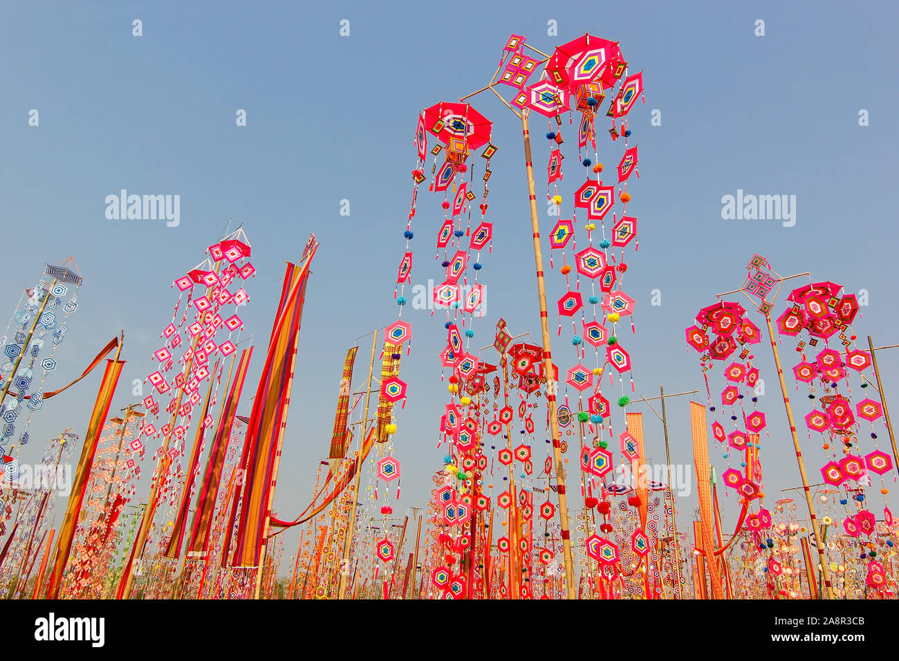 colorful tung flag with beautiful sky background Stock Photo - Alamy