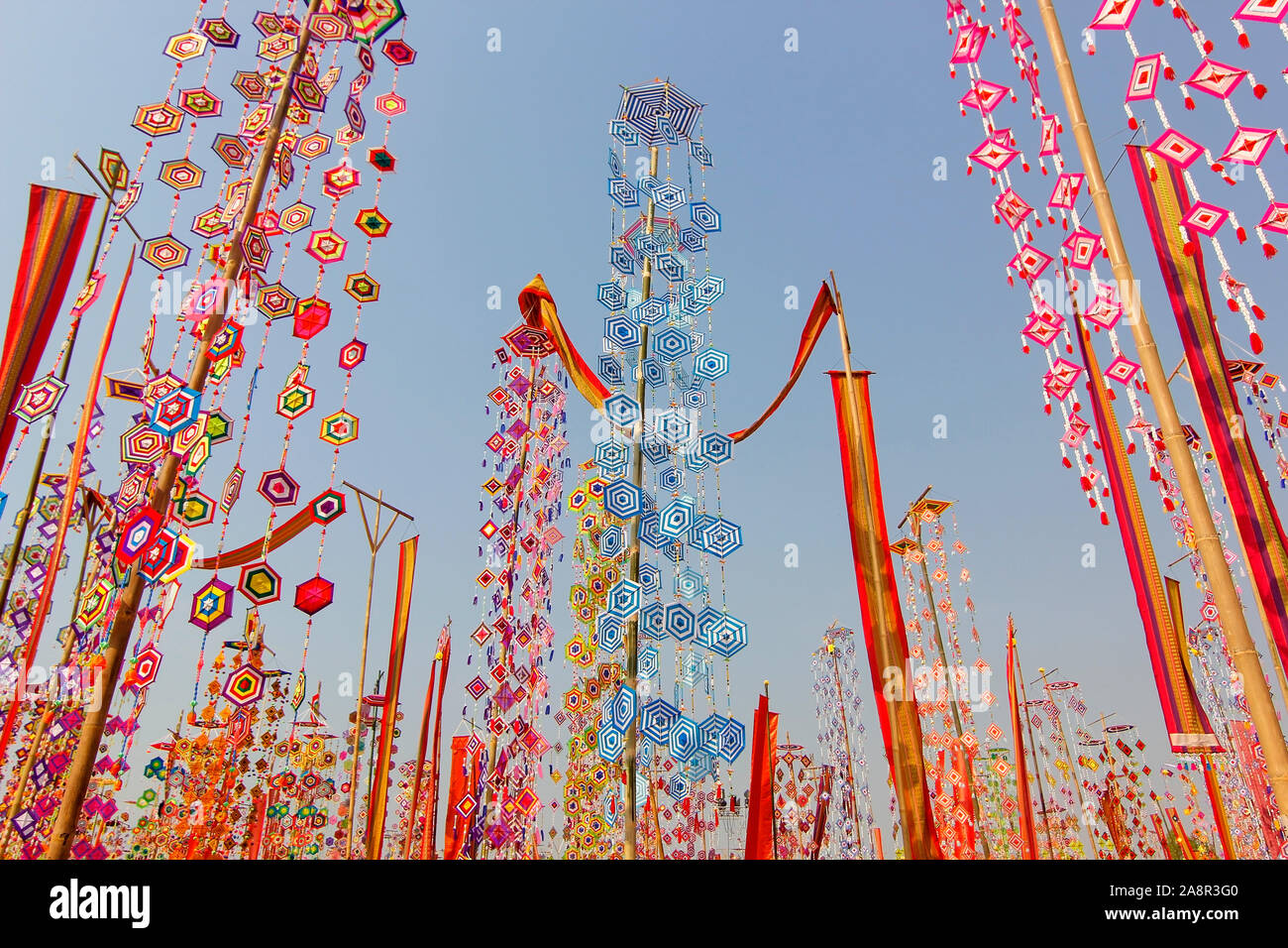 colorful tung flag with beautiful sky background Stock Photo - Alamy