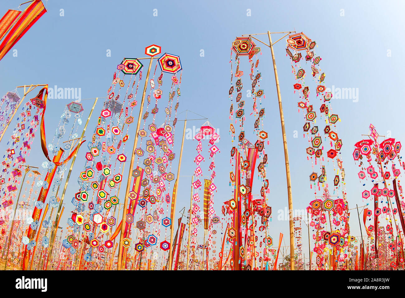 colorful tung flag with beautiful sky background Stock Photo - Alamy