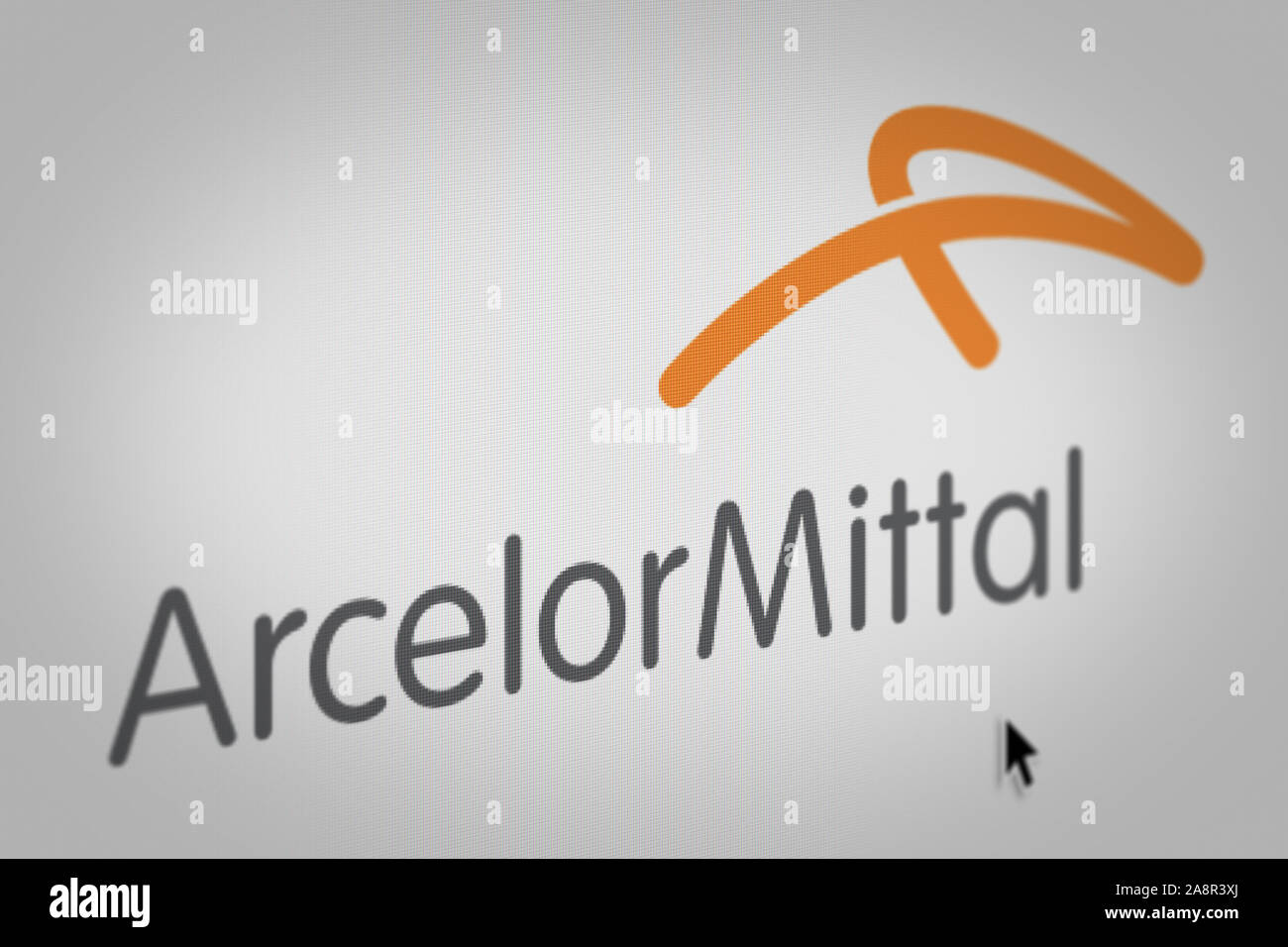 Logo of the public company ArcelorMittal displayed on a computer screen ...