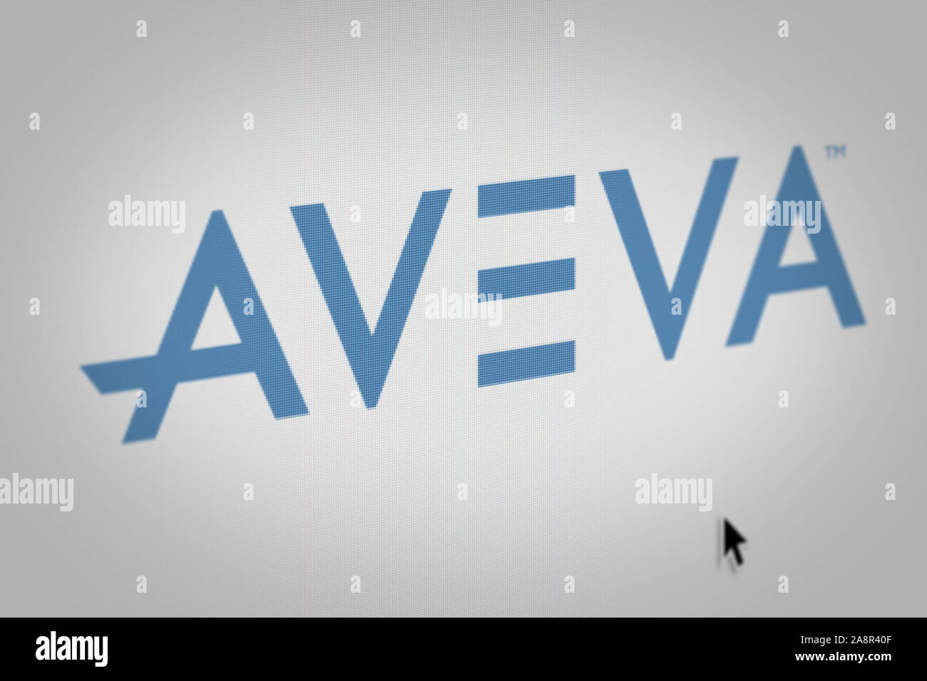 Logo of the public company Aveva displayed on a computer screen in ...