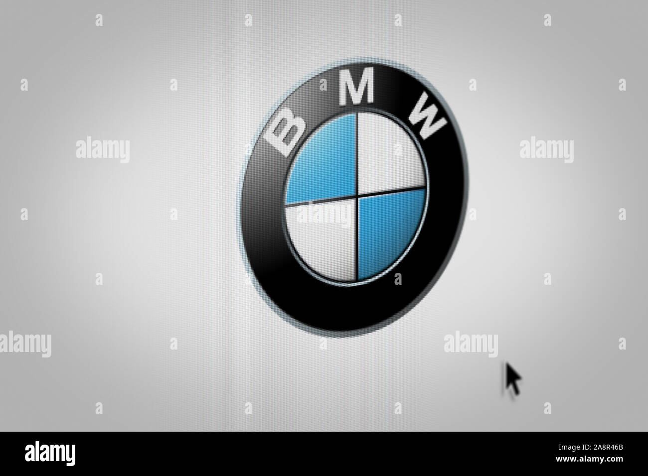 Logo of the public company BMW displayed on a computer screen in close ...