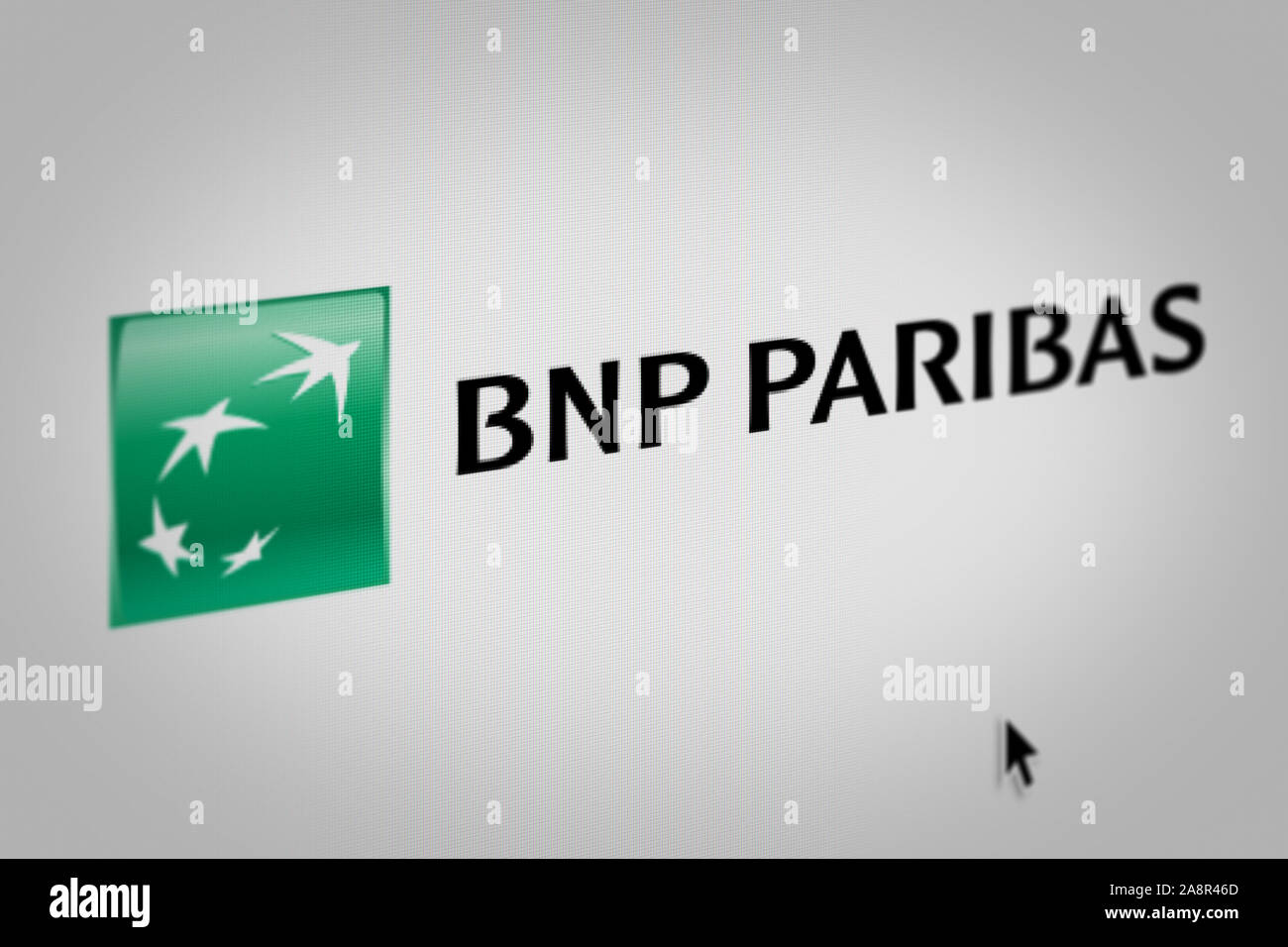 Logo of the public company BNP Paribas displayed on a computer screen ...