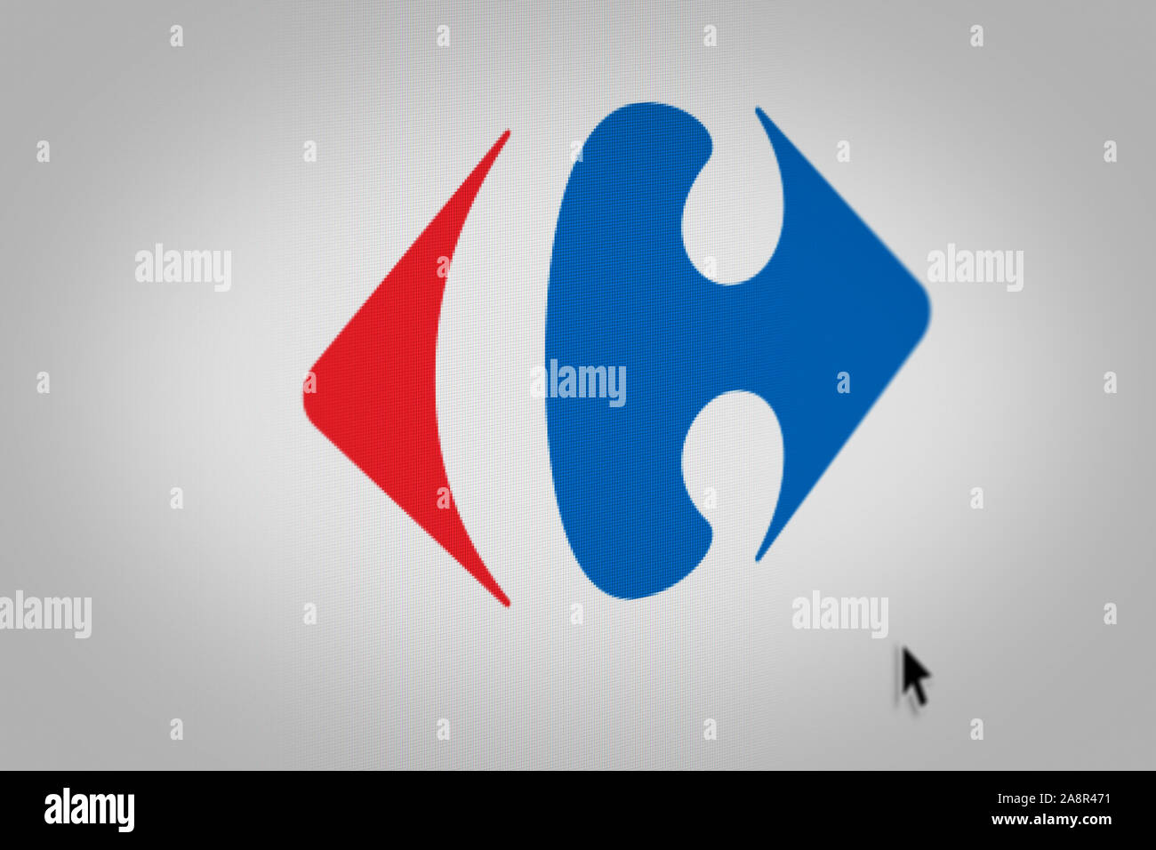 Logo of the public company Carrefour displayed on a computer screen in ...