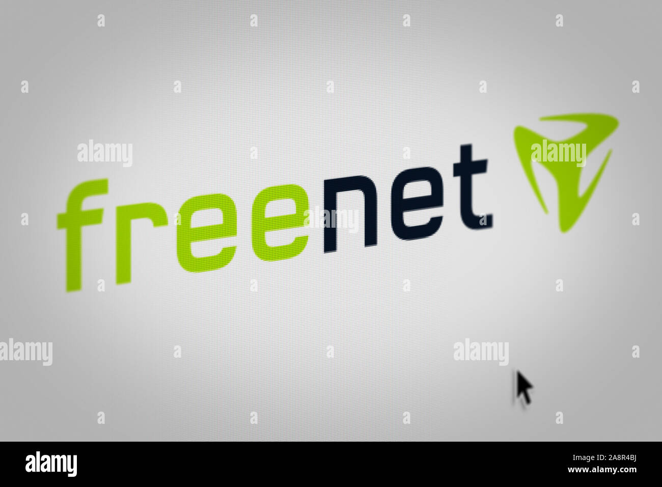Logo of the public company Freenet AG displayed on a computer screen in ...