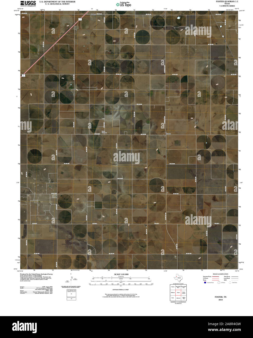 USGS TOPO Map Texas TX Foster 20100304 TM Restoration Stock Photo - Alamy