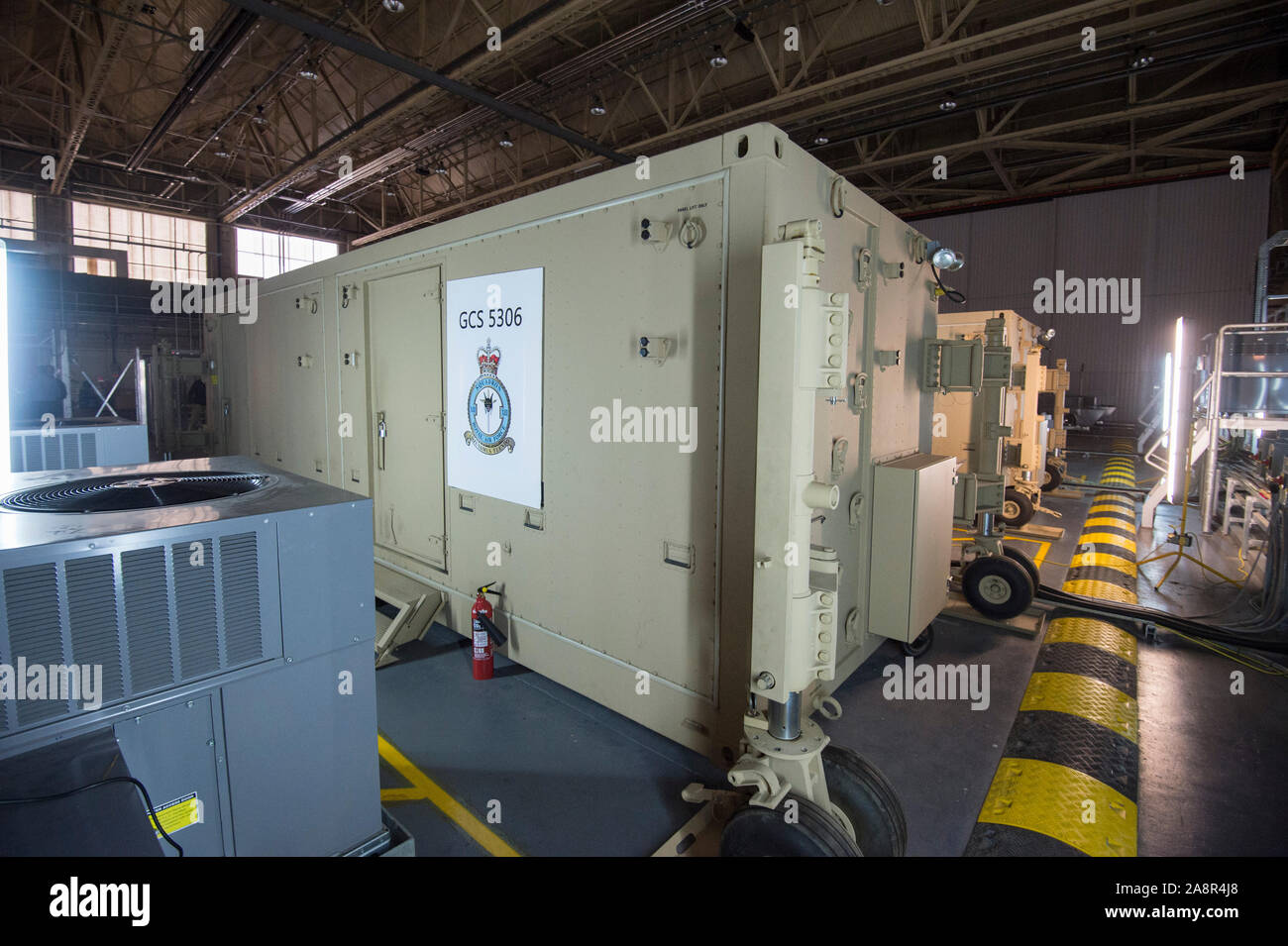 Pilots view in the high security Aircraft Hangar at RAF Waddington in ...