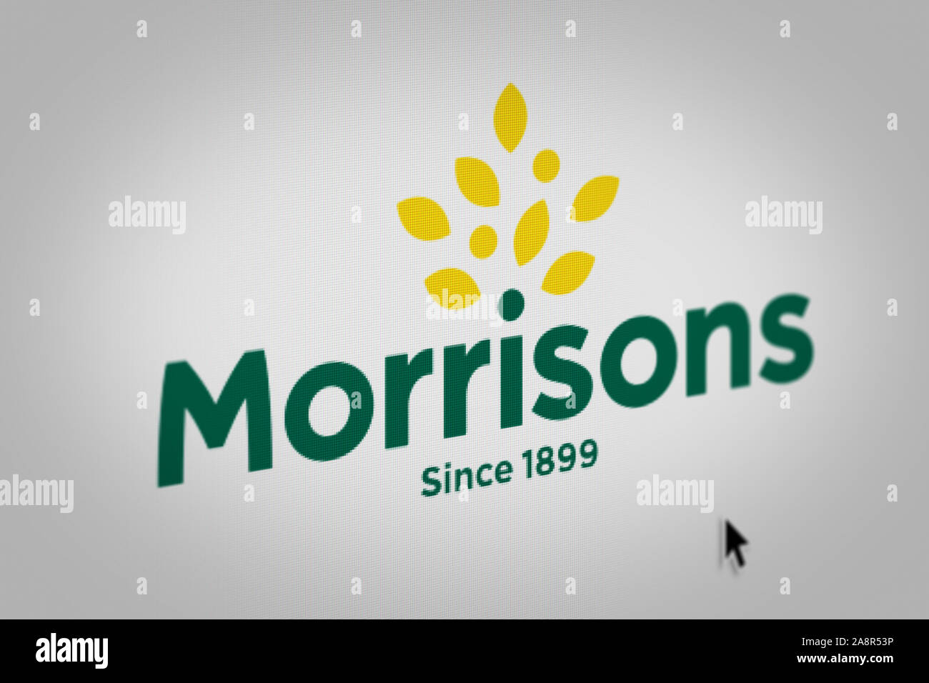 Logo of the public company Morrisons displayed on a computer screen in ...