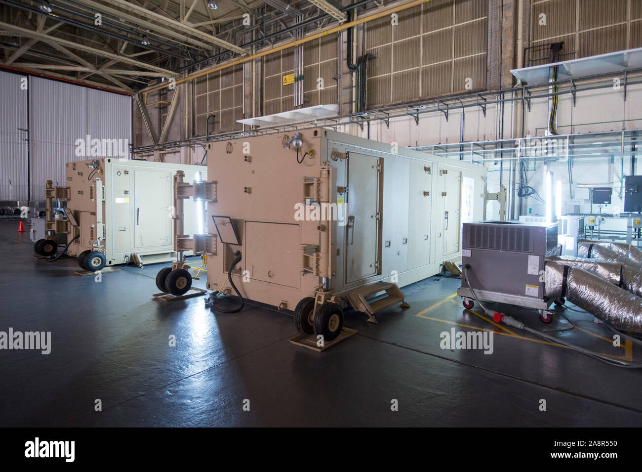 Pilots view in the high security Aircraft Hangar at RAF Waddington in ...