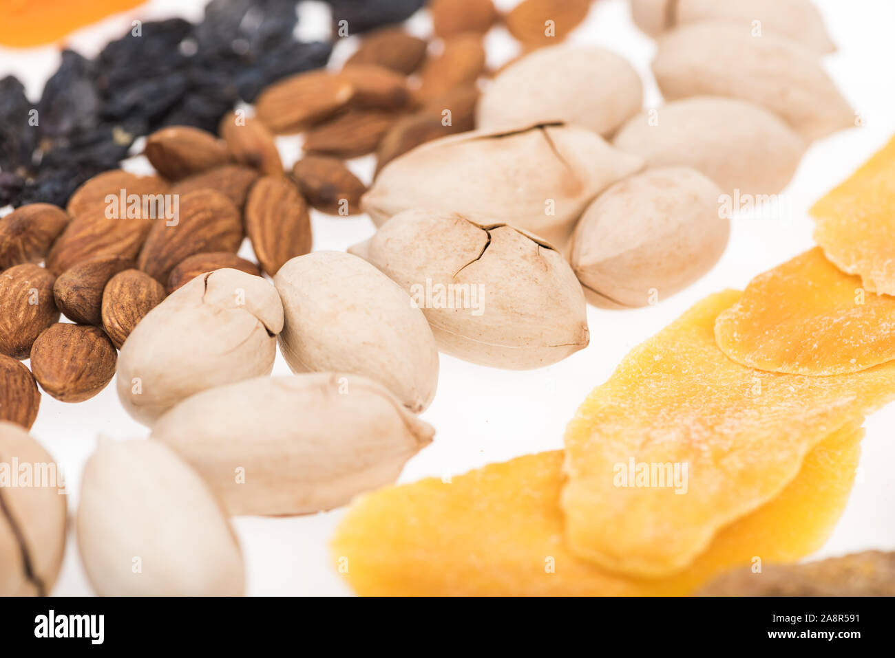 assorted turkish dried fruits and nuts isolated on white Stock Photo ...