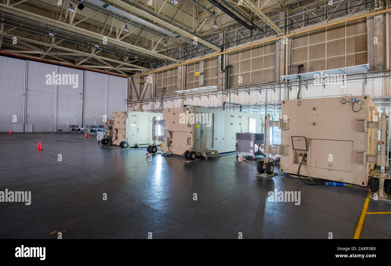 Pilots view in the high security Aircraft Hangar at RAF Waddington in ...