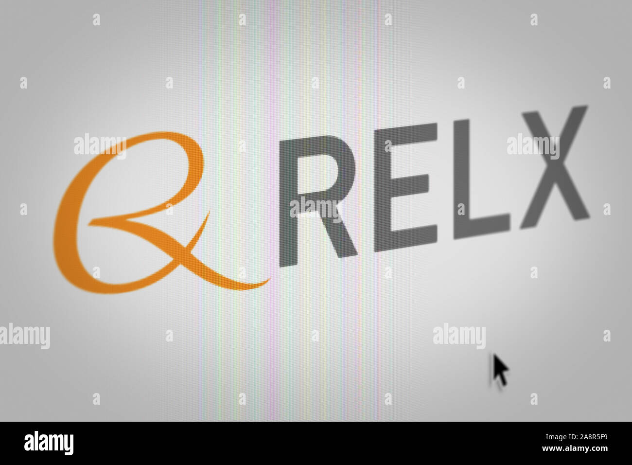 Logo of the public company RELX displayed on a computer screen in close ...