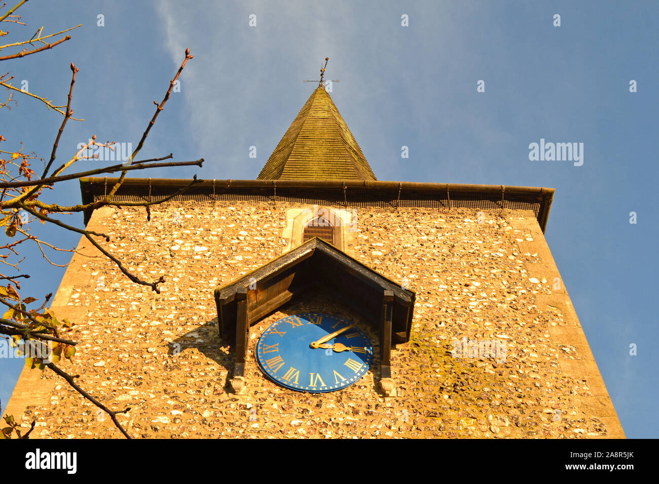 Medieval St Mary's Church, Downe, Kent, England. Members of Charles ...