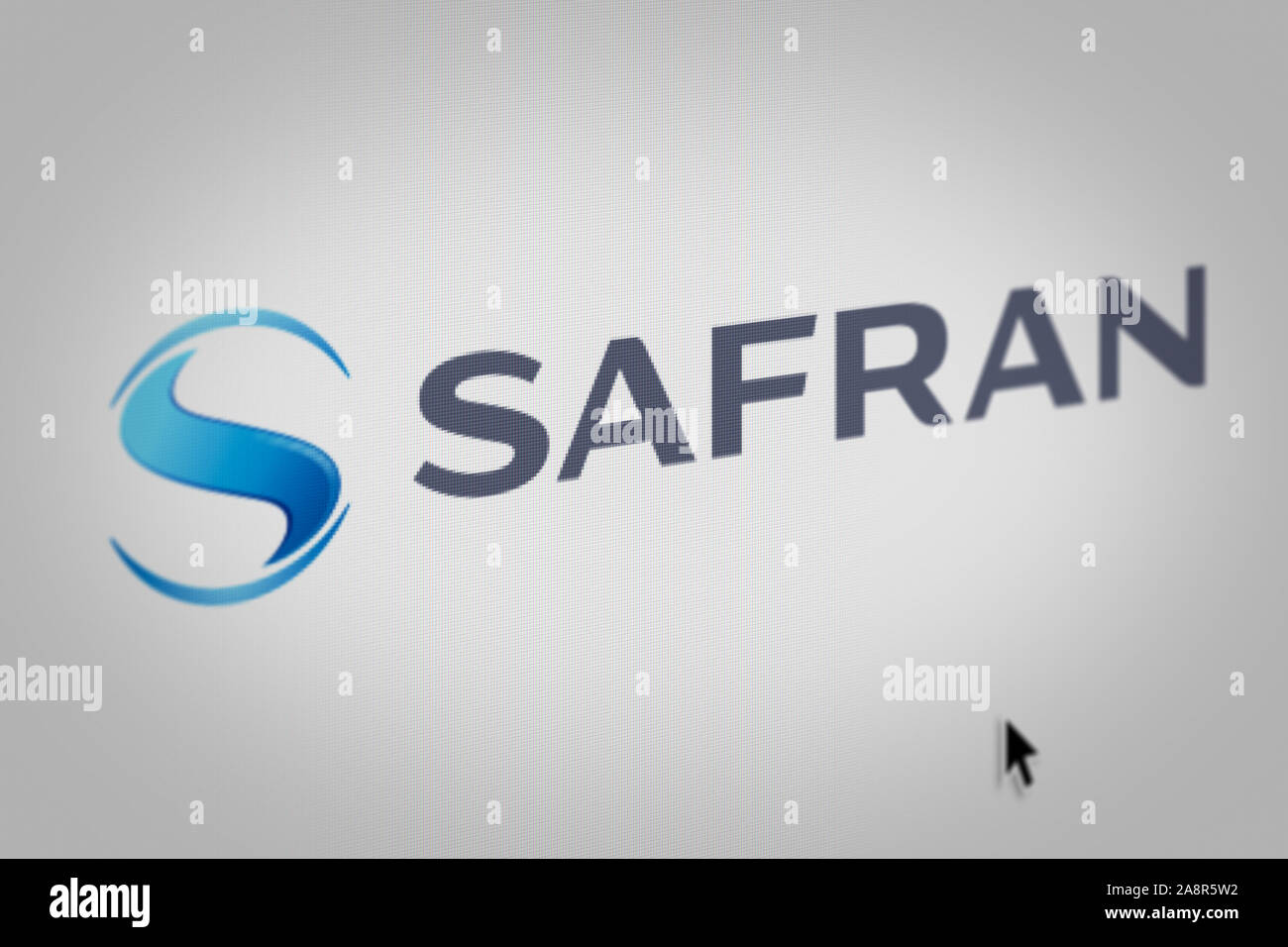 Logo of the public company Safran displayed on a computer screen in ...