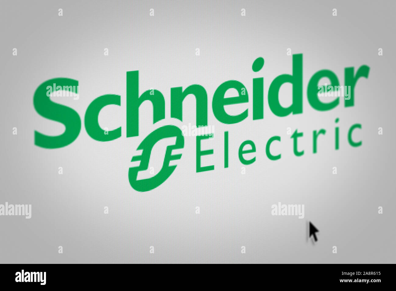 Logo of the public company Schneider Electric displayed on a computer ...