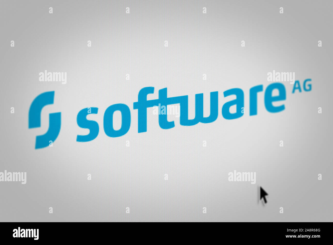 Logo of the public company Software AG displayed on a computer screen ...