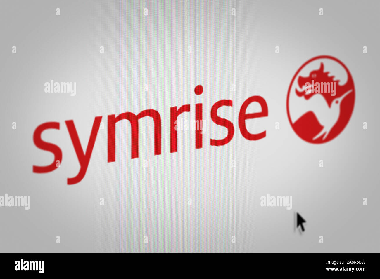 Logo of the public company Symrise displayed on a computer screen in ...