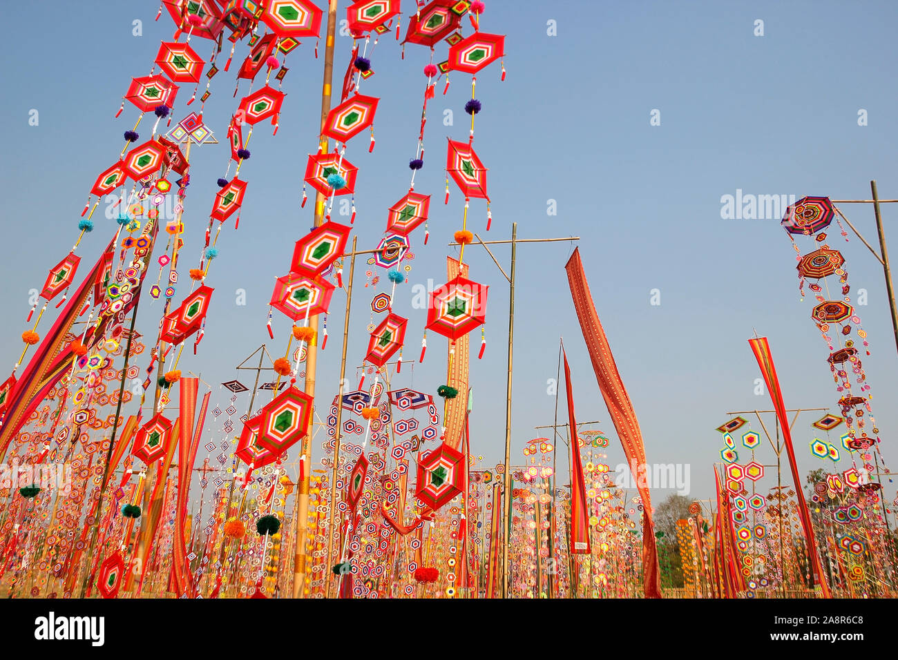 colorful tung flag with beautiful sky background Stock Photo - Alamy
