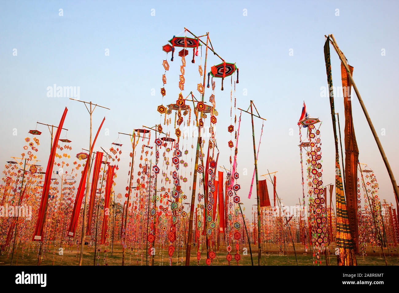 colorful tung flag with beautiful sky background Stock Photo - Alamy