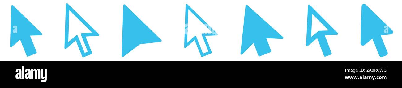 Cursor Blue Light | Mouse Arrow Icon | Computer Mouse Pointer | Click Variations Stock Vector ...